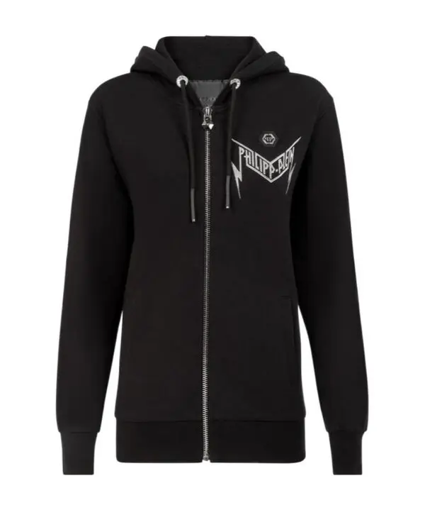 Philipp Plein Zip-up Hoodie With Skull Embellishment - Black