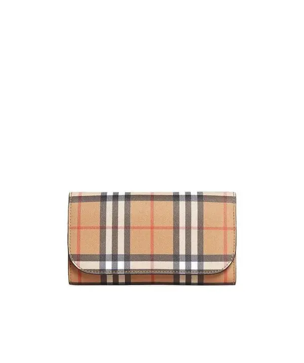 Burberry Long Checkered Folding Purse
