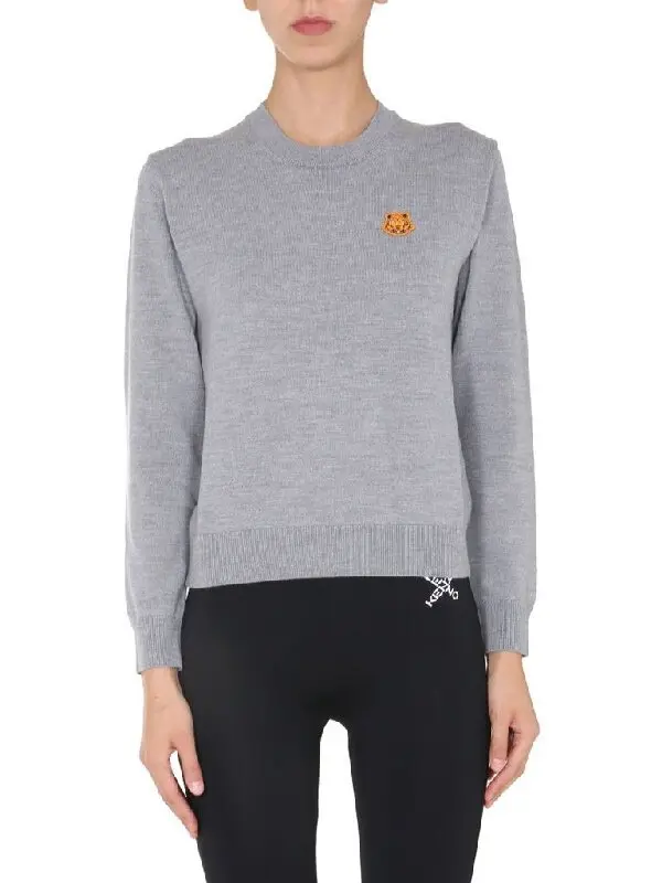 Kenzo Tiger Patch Woolen Pullover - Gray