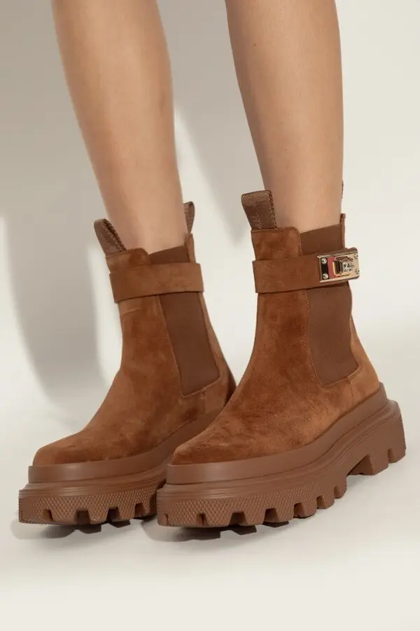 Dolce & Gabbana Dg Logo Plaque Ankle Boots