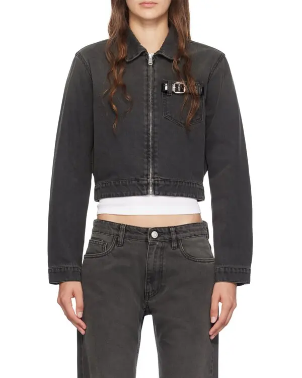 Coperni Denim Jacket With Zipper And Buckle Detail