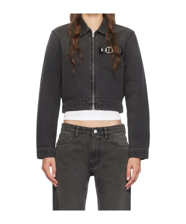 Coperni Denim Jacket With Zipper And Buckle Detail