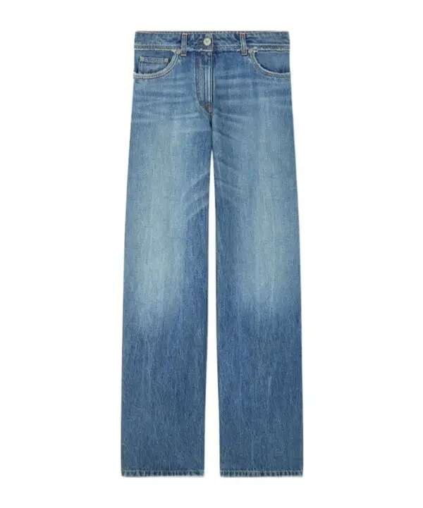 Versace Logo-patch Fringed Jeans - Blue