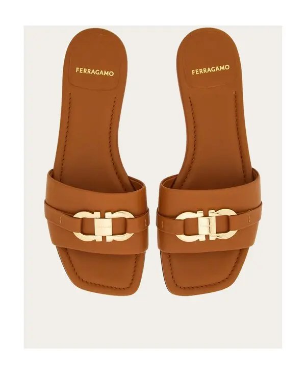 FERRAGAMO Gancini Buckle Open Toe Slides