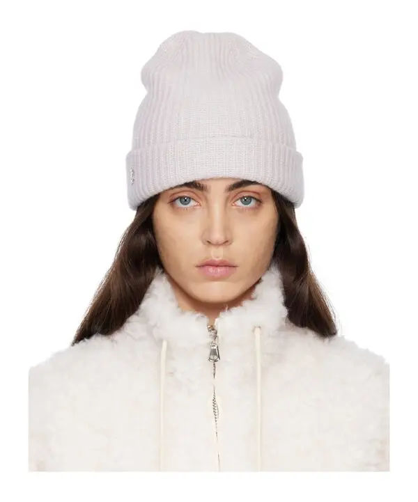 YVES SALOMON Wool Beanie With Logo Detail - Grey