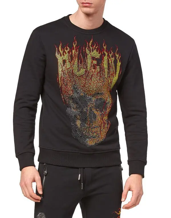 Philipp Plein Round Neck Skull Embellished Sweater