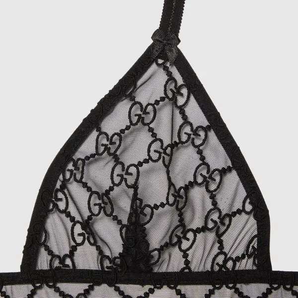 Gucci Gg Embroidered Tulle Lingerie Set