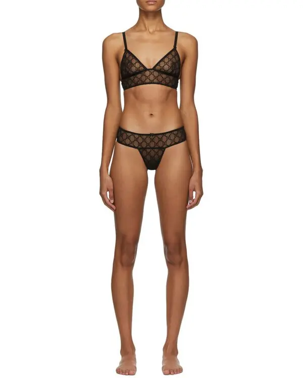 Gucci Gg Embroidered Tulle Lingerie Set
