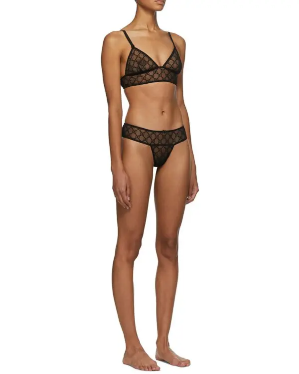 Gucci Gg Embroidered Tulle Lingerie Set