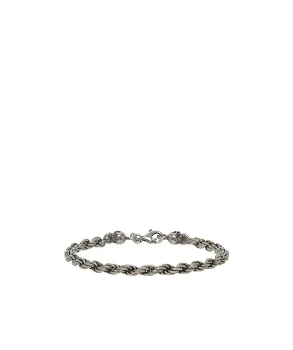 Emanuele Bicocchi Sterling Silver Rope Chain Bracelet - Gray