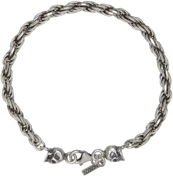 Emanuele Bicocchi Sterling Silver Rope Chain Bracelet - Gray
