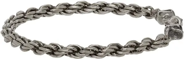 Emanuele Bicocchi Sterling Silver Rope Chain Bracelet - Gray
