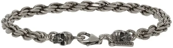 Emanuele Bicocchi Sterling Silver Rope Chain Bracelet - Gray