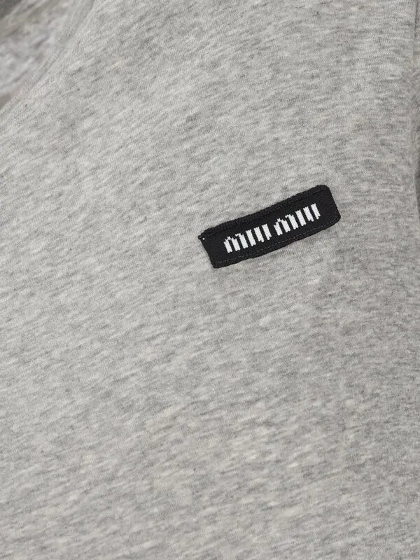 Miu Miu Logo Patch Crewneck T-shirt - Grey