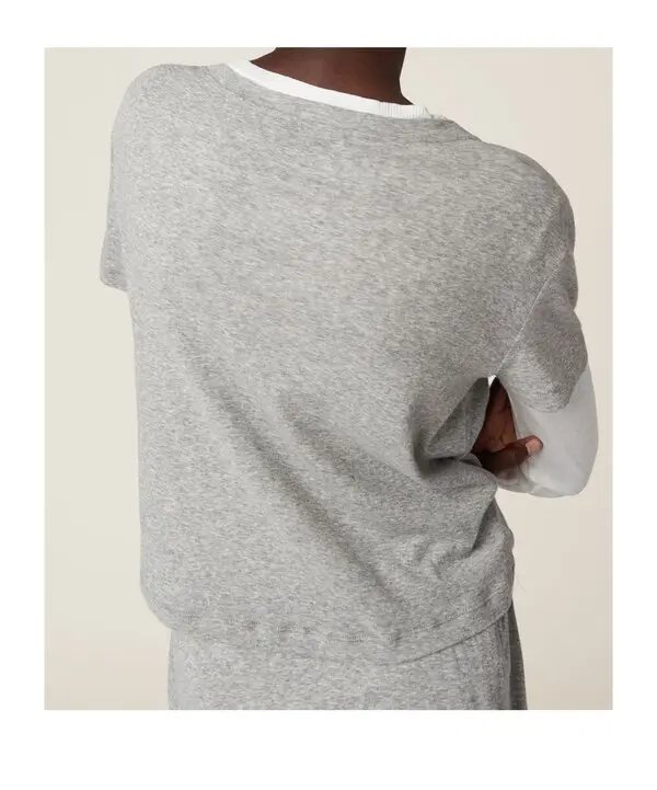 Miu Miu Logo Patch Crewneck T-shirt - Grey