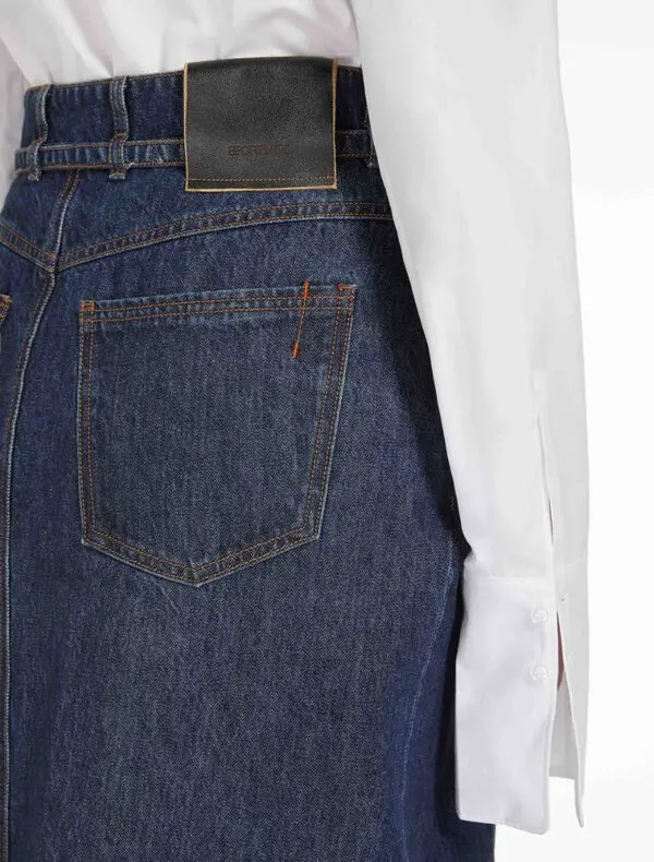 Sportmax Belted Denim Midi Skirt