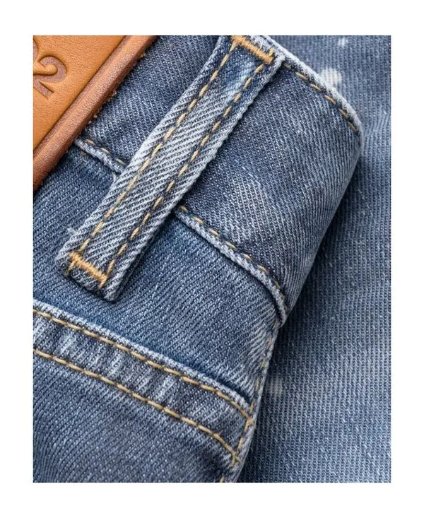 Dsquared2 Logo Patch Distressed Jeans - Blue