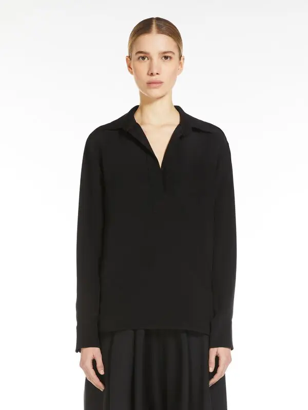 Max Mara Zanzero V-neck Long-sleeved Shirt - Black