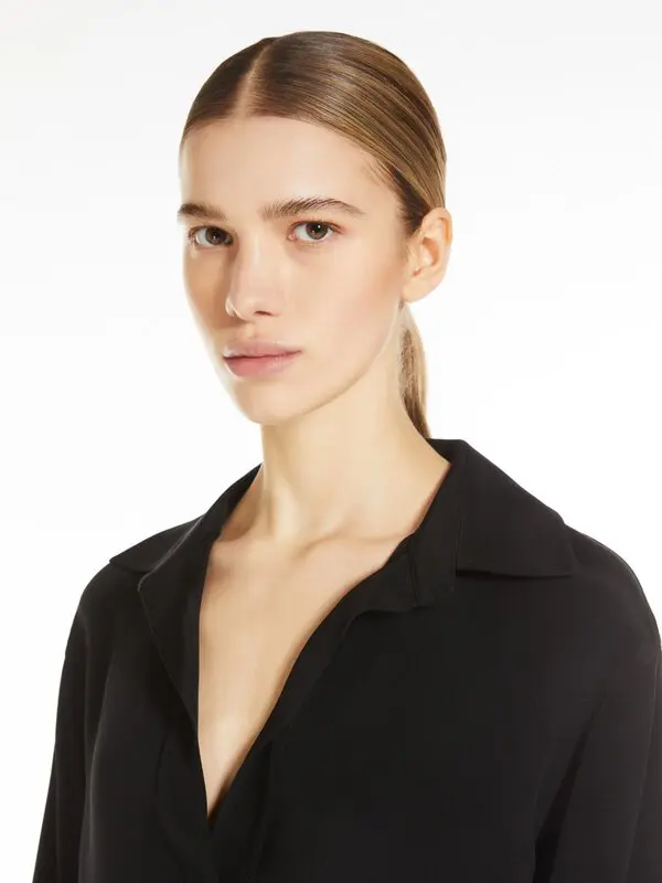 Max Mara Zanzero V-neck Long-sleeved Shirt - Black
