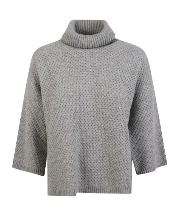 Fabiana Filippi Turtleneck Waffle-knit Sweater With Wide Sleeves