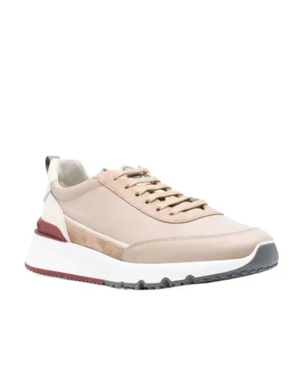 Brunello Cucinelli Panelled Leather Lace-up Sneakers