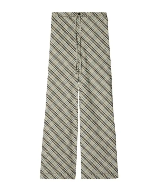 Burberry Checked Wide-leg Drawstring Trousers - Chaff Color