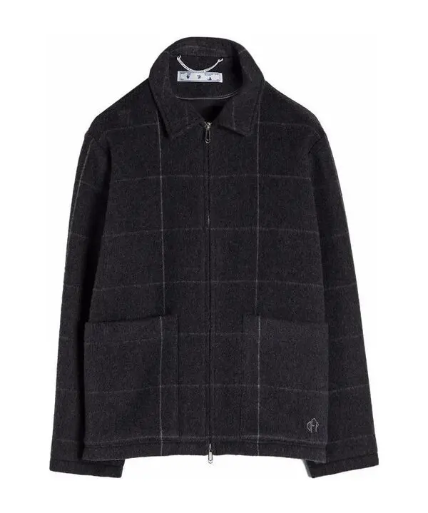 Off-White Checkered Zip-up Jacket - Black