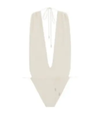 Saint Laurent V-halter Backless Swimsuit - White
