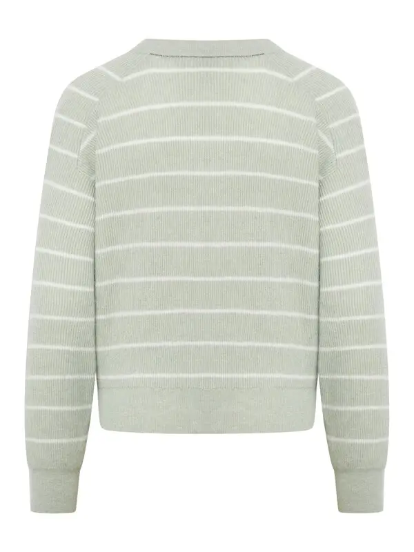 Brunello Cucinelli Striped Ribbed V-neck Jumper
