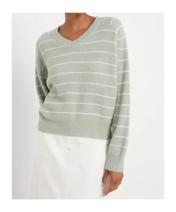 Brunello Cucinelli Striped Ribbed V-neck Jumper