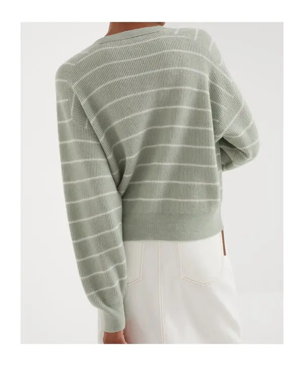 Brunello Cucinelli Striped Ribbed V-neck Jumper