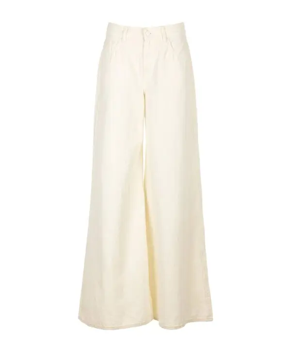 7 For All Mankind High Rise Wide Leg Jeans - White
