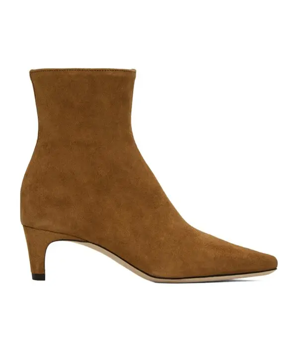 Staud Pointed Toe Kitten Heel Boots - Brown