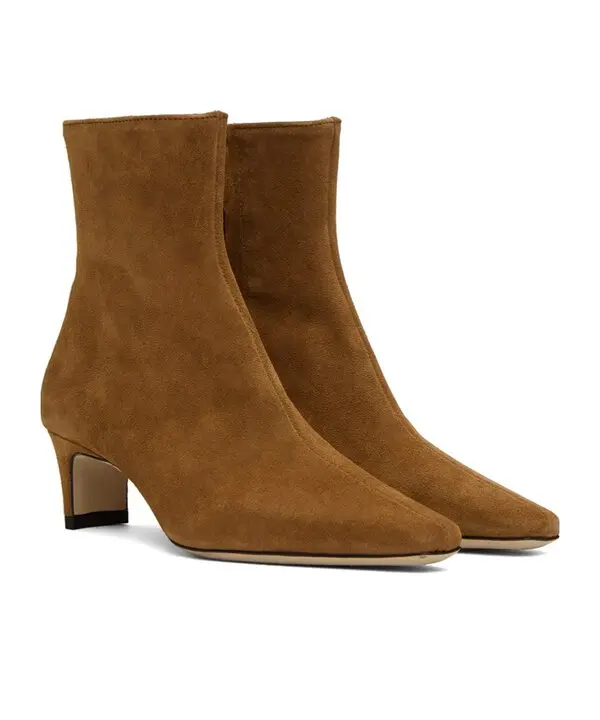 Staud Pointed Toe Kitten Heel Boots - Brown