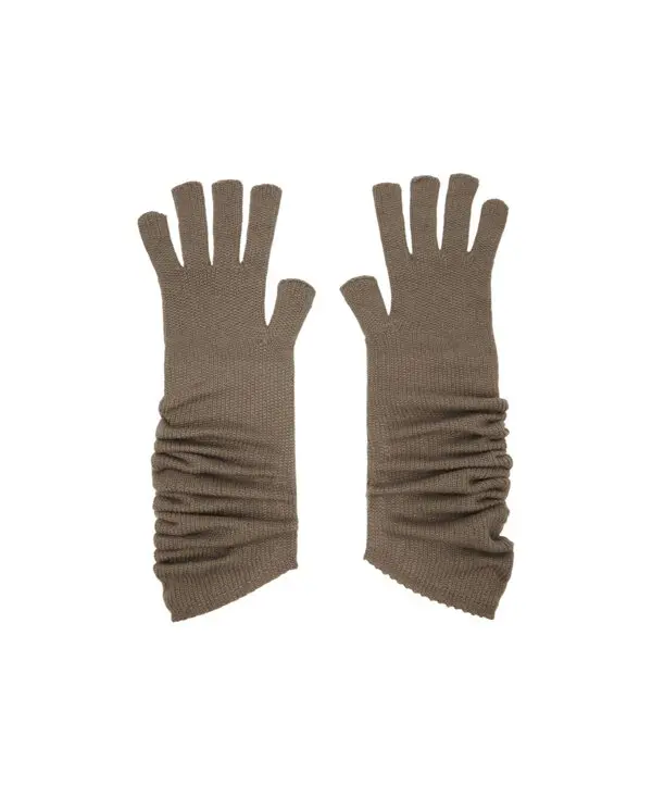 Issey Miyake Long Sleeve Fingerless Gloves - Brown