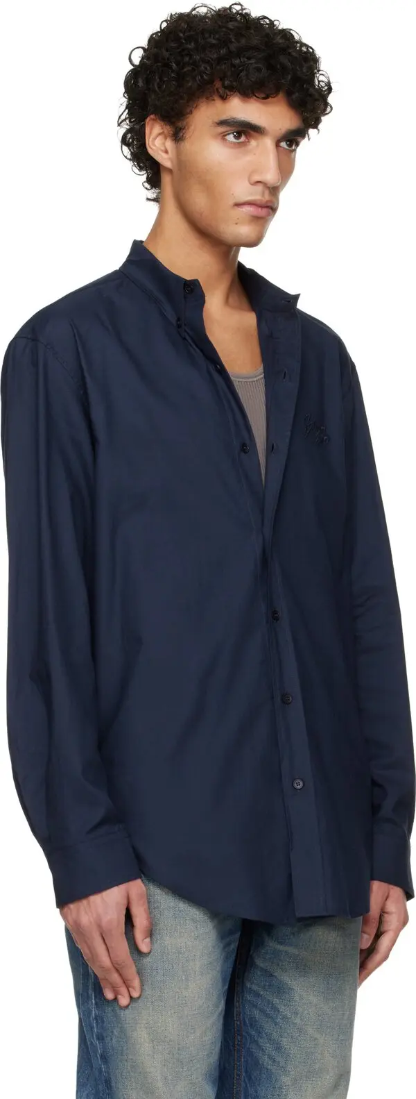 Balmain Collared Long-sleeve Poplin Shirt - Black