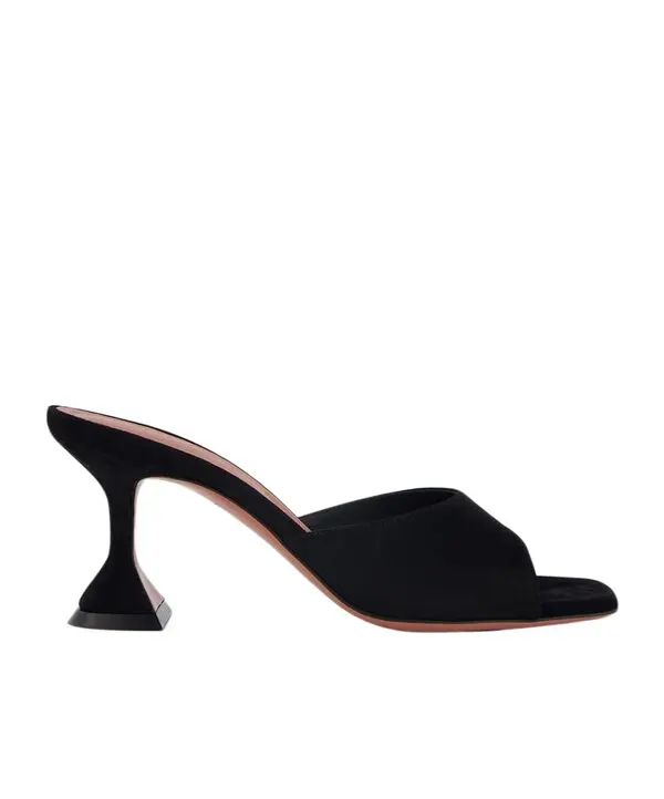 Amina Muaddi Lupita 70mm Suede Mules - Black