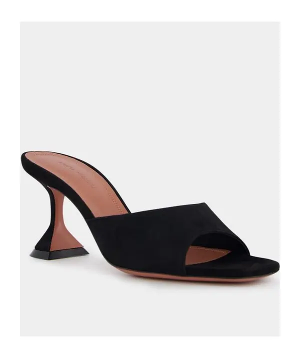 Amina Muaddi Lupita 70mm Suede Mules - Black