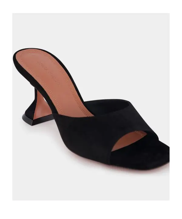 Amina Muaddi Lupita 70mm Suede Mules - Black