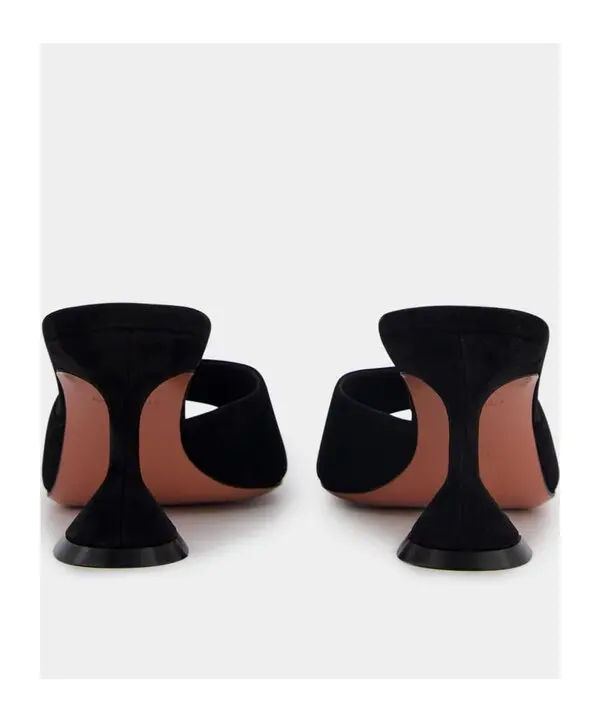 Amina Muaddi Lupita 70mm Suede Mules - Black