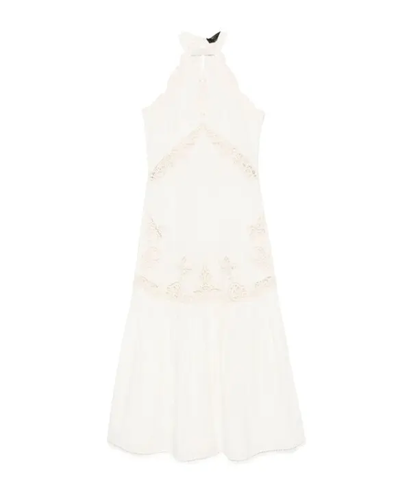 TWINSET Lace-detailed Halterneck Maxi Dress - Ivory