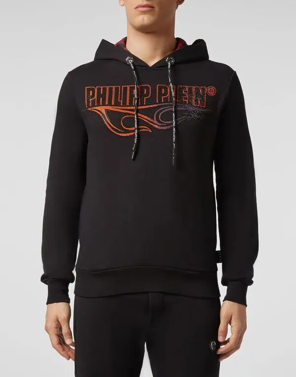 Philipp Plein Logo Embellished Hooded Hoodie