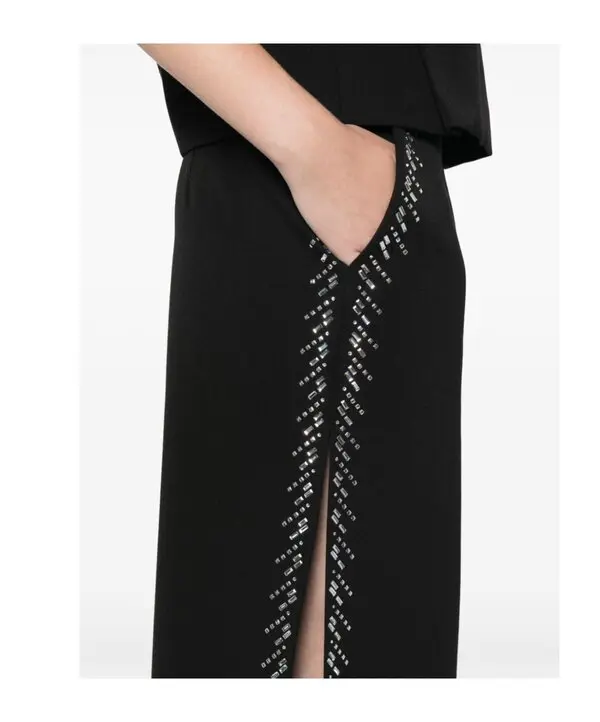 Rabanne Embellished Midi Skirt With Side Slits