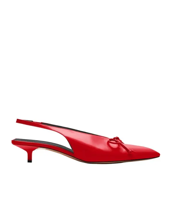Jacquemus Sling-back Kitten Heels With Bow Detailing - Red