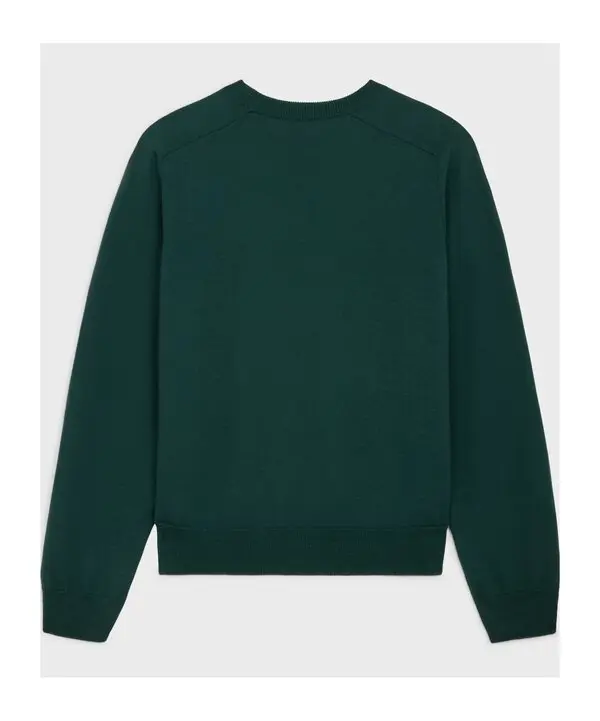 Celine Triomphe Crew Neck Sweater In Wool - Forest
