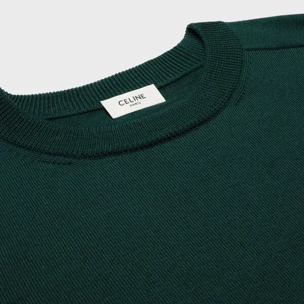 Celine Triomphe Crew Neck Sweater In Wool - Forest