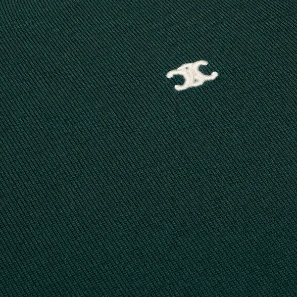 Celine Triomphe Crew Neck Sweater In Wool - Forest