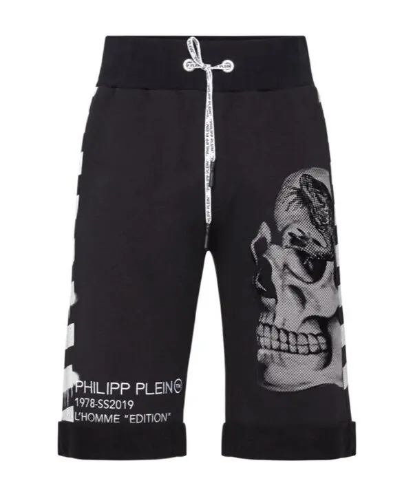 Philipp Plein Skull Graphic Drawstring Shorts