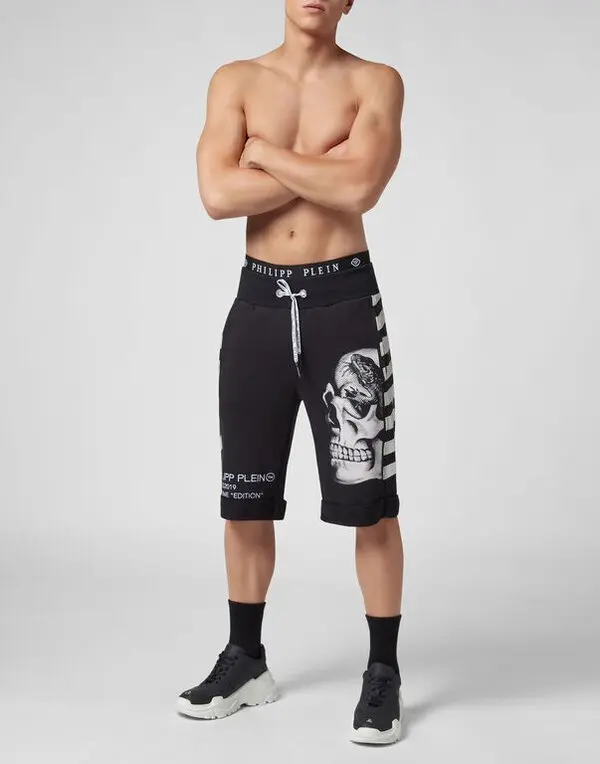 Philipp Plein Skull Graphic Drawstring Shorts