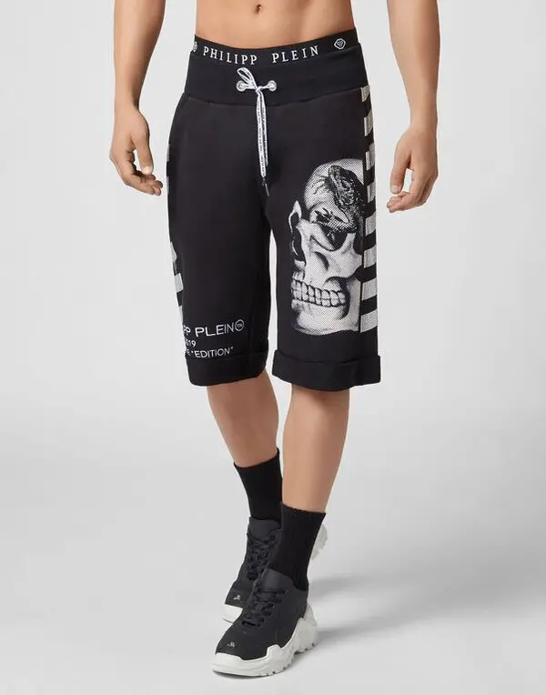 Philipp Plein Skull Graphic Drawstring Shorts